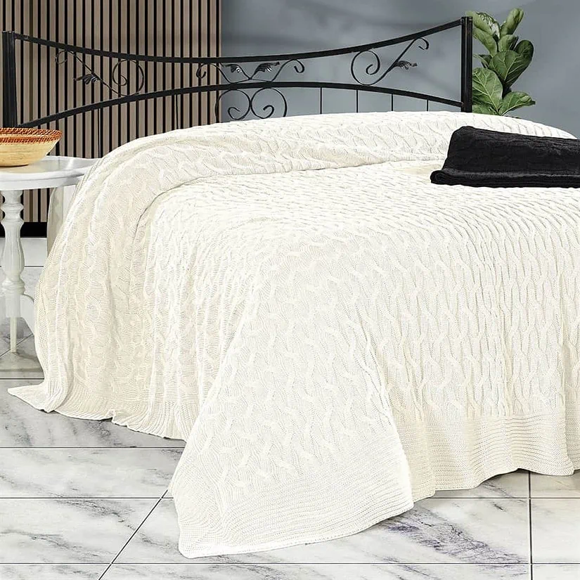 Emma Pleteni Prekrivač / Deka – Off-Bijeli | DAPHNE